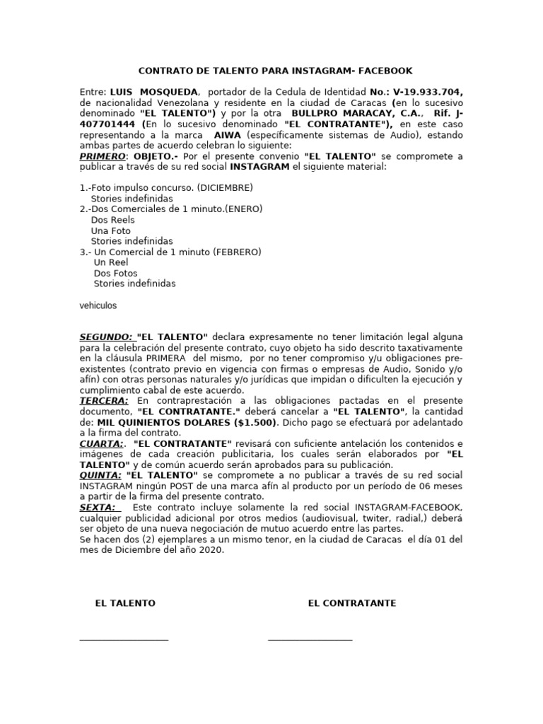 CONTRATO LUCHO BULLPRO (Autoguardado) | PDF