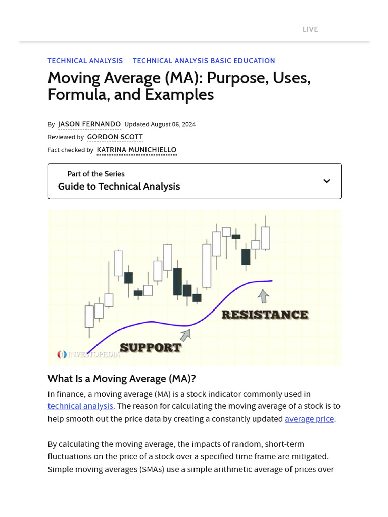 Moving Average (MA) - Purpose, Uses, Formula, and Examples | PDF