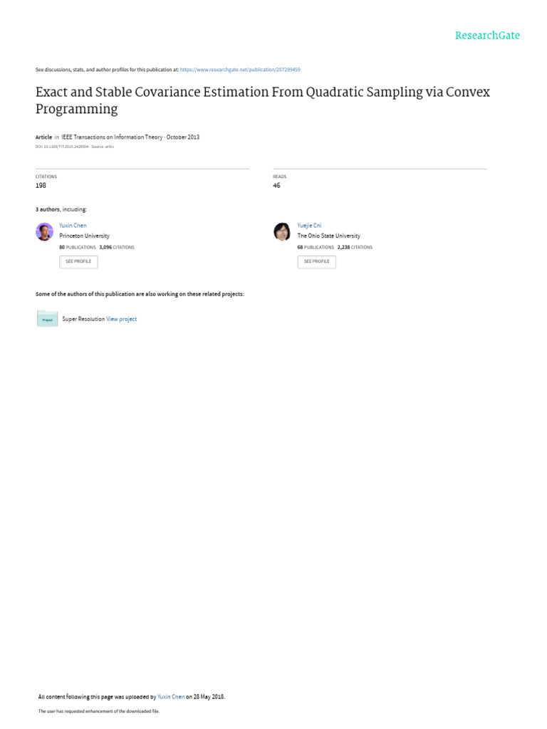 Exact and Stable Covariance Estimation From Quadratic Sampling Via ...