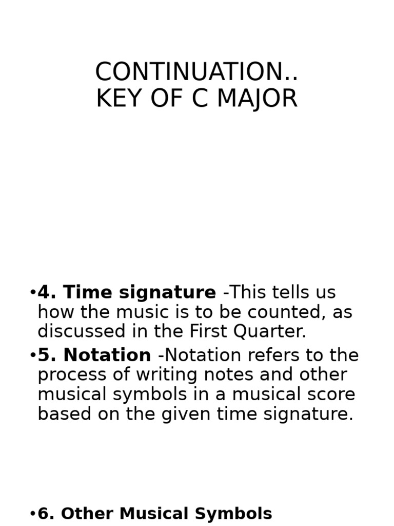 Music 6 - Q2 - W1 Continuation Key of C Major | PDF