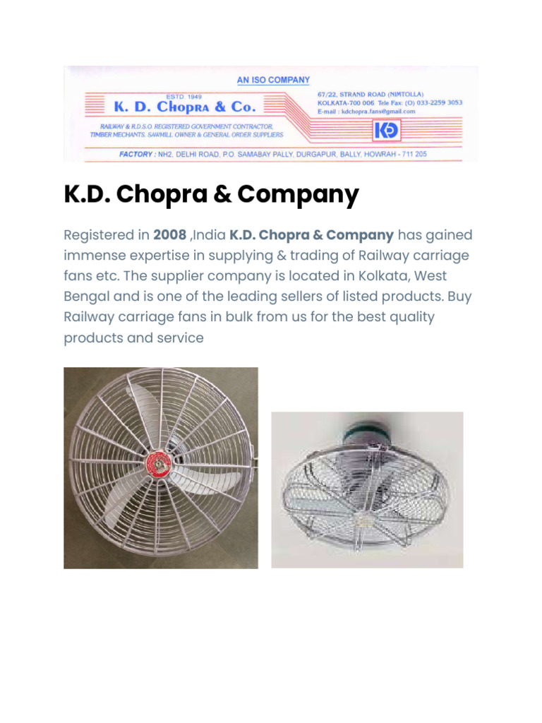 KD CHOPRA FAN CATALOG | PDF