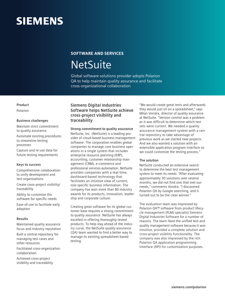 Siemens SW NetSuite Case Study | PDF