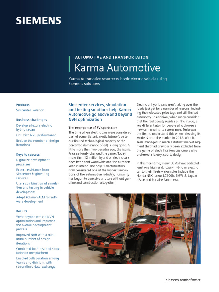 Siemens SW Karma Automotive Case Study | PDF Siemens SW Karma Automotive Case Study | PDF