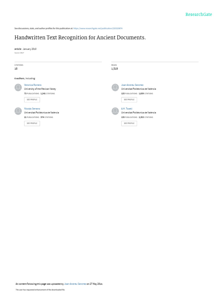 Handwritten Text Recognition For Ancient Documents | PDF | Optical Character Recognition | Computers