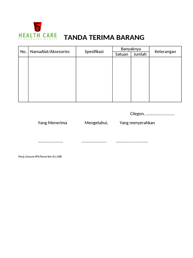 Tanda Terima Barang | PDF