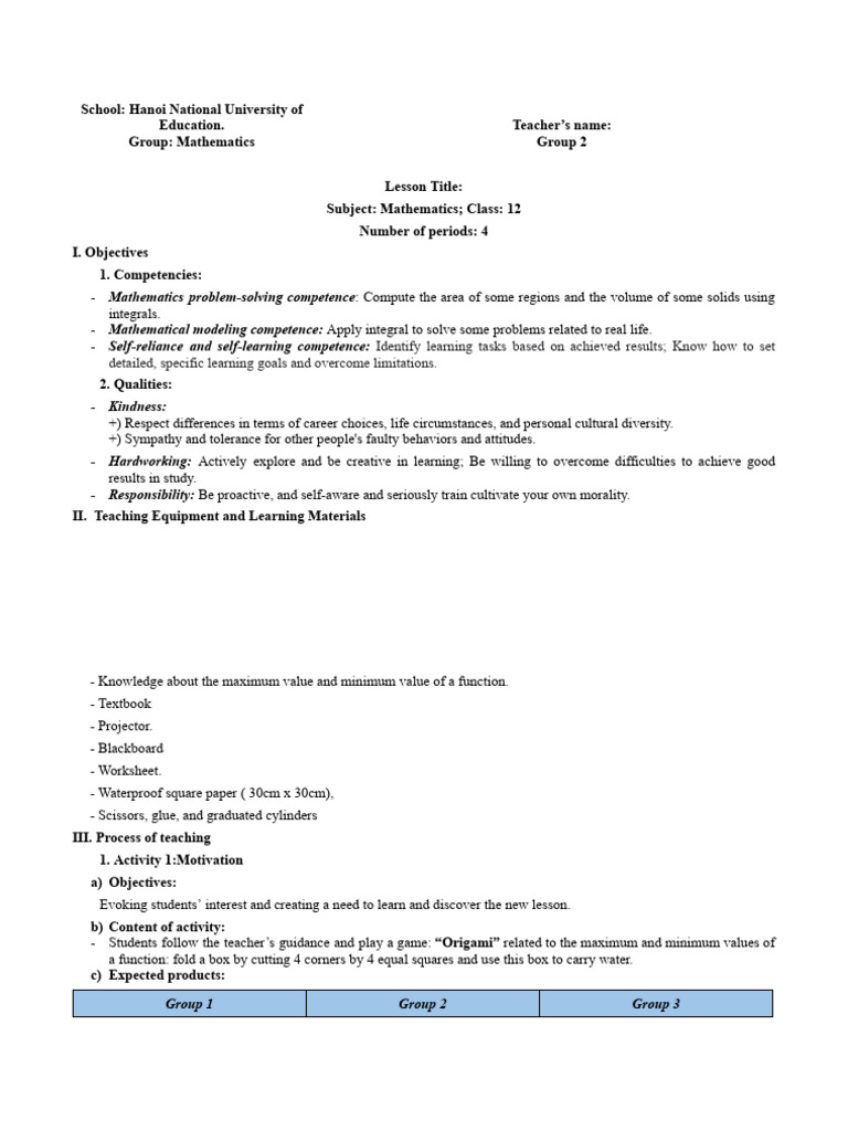 G2 Lesson Plan | PDF