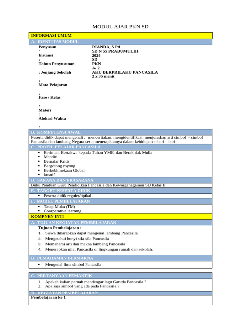 Modul PKN Rianda123 | PDF