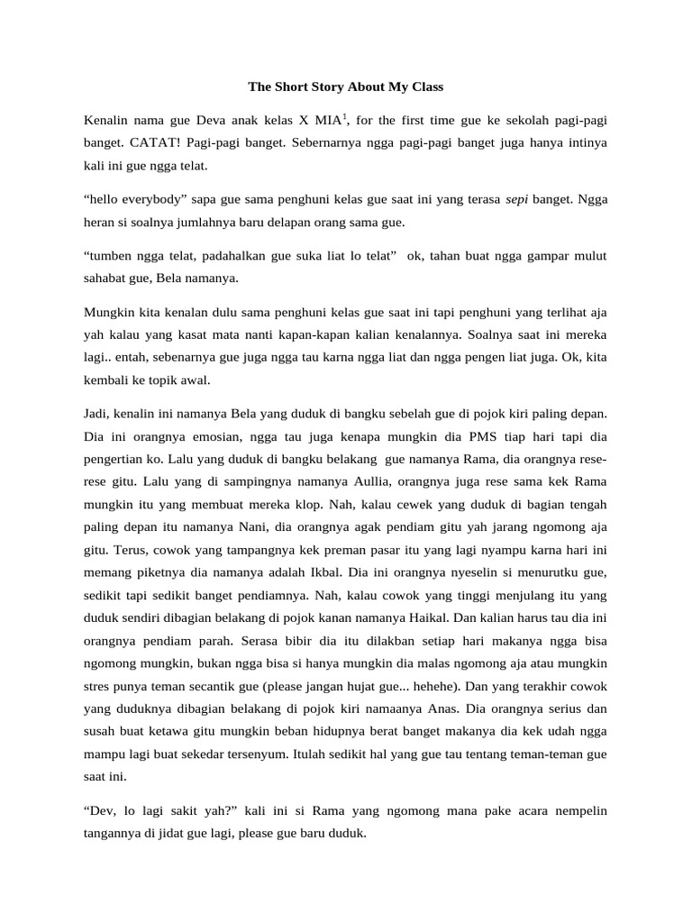 The Short Story About My Class | PDF