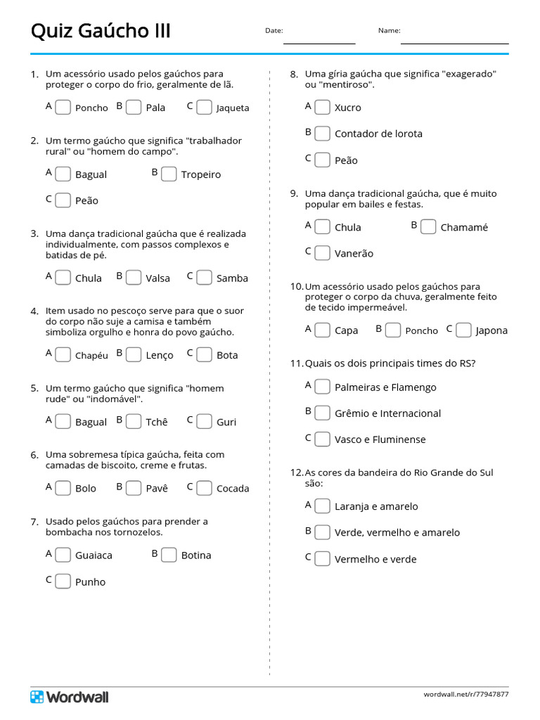 quiz-gaúcho-iii-quiz | PDF
