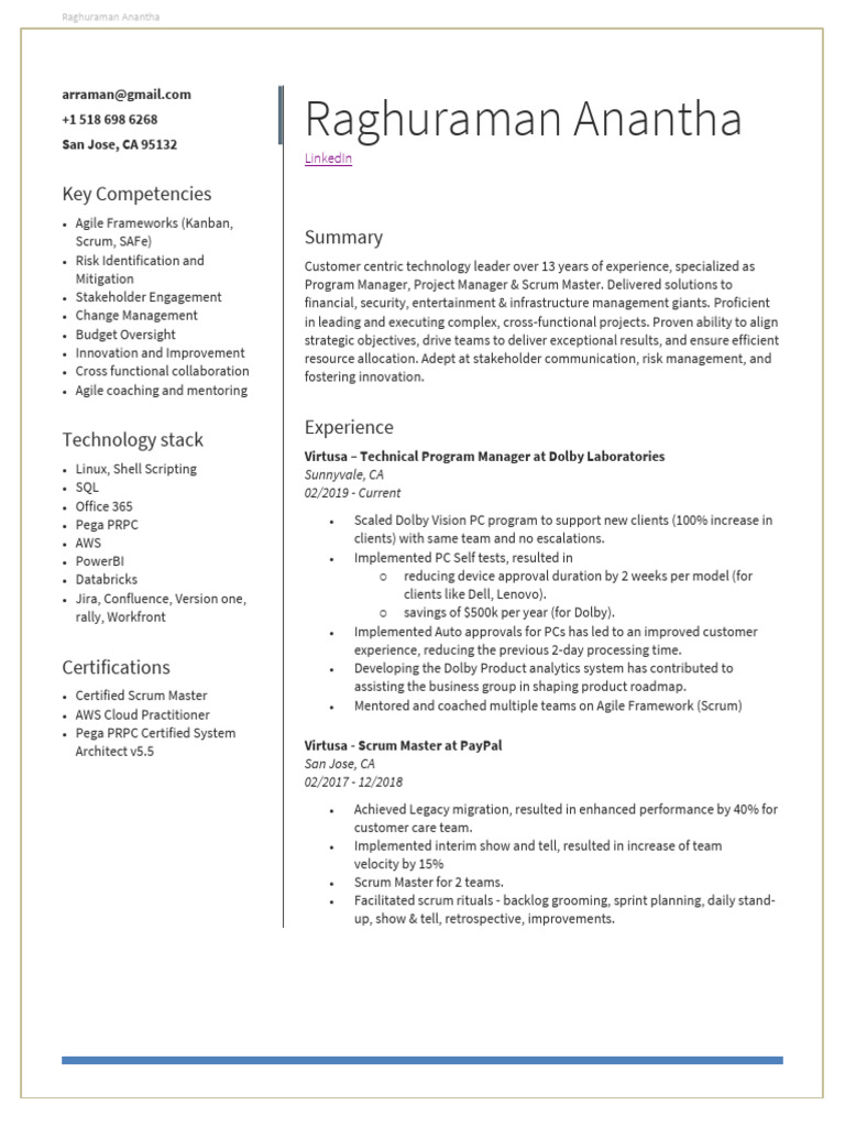 Raghuraman Anantha Resume | PDF