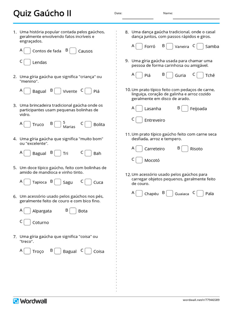 quiz-gaúcho-ii-quiz | PDF