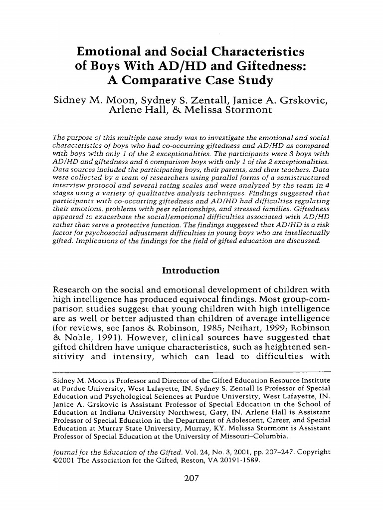 Emotional and Social Characteristics of Boys With AD/HD and Giftedness ...