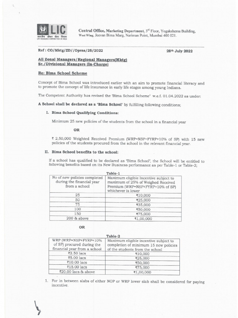 Bima School Scheme 2022 | PDF