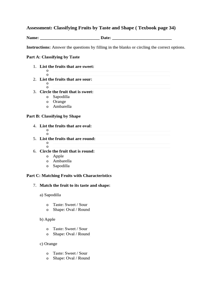 Classify Taste | PDF
