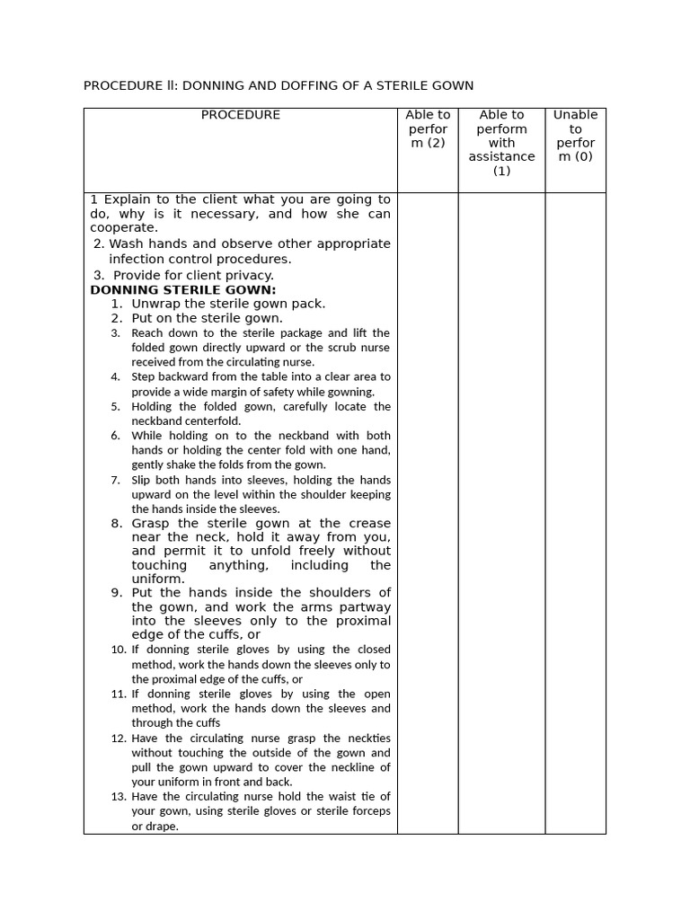Surgical Scrubbing Checklist | PDF | Hand | Science & Mathematics