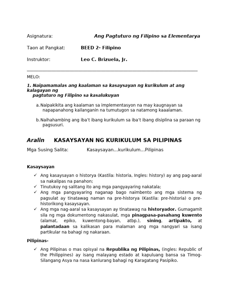 BEED 2filipino | PDF