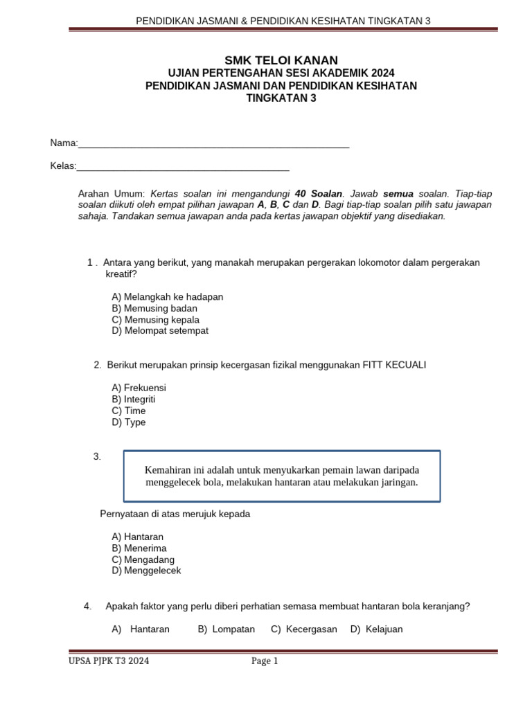 Upsa PJPK T3 2024 | PDF