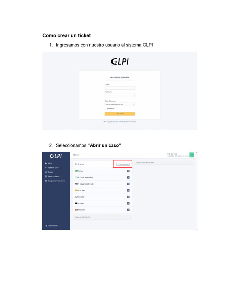 Creacion de Ticket GLPI | PDF
