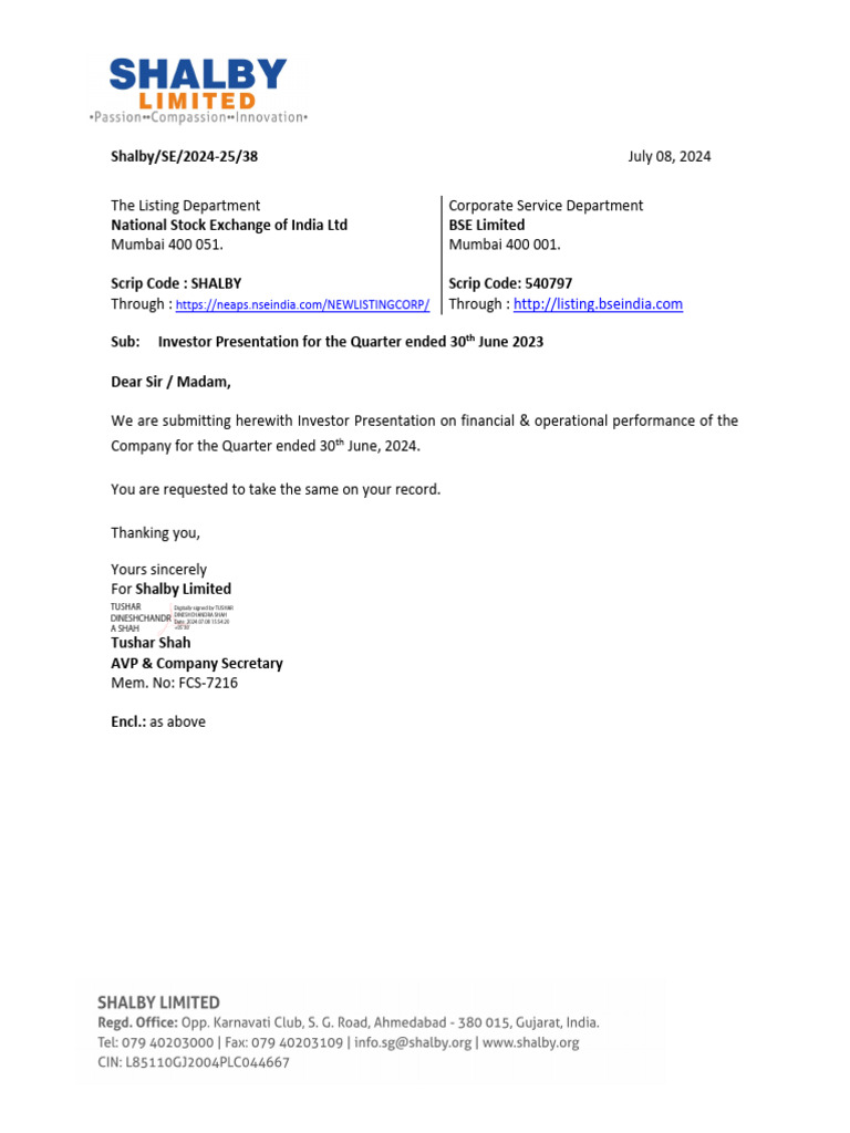SHALBY Investor Presentation | PDF