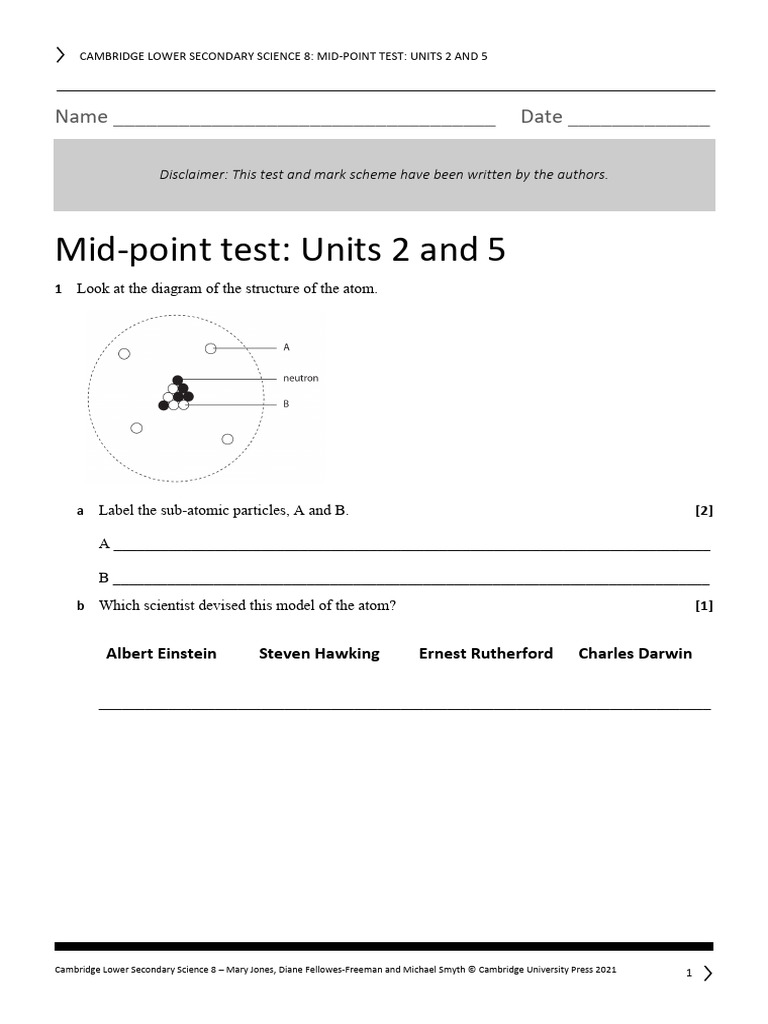 S8 - Mid-Point Test - 2 and 5 | PDF