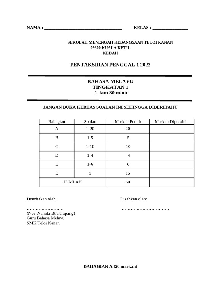 BM Penggal 1 | PDF