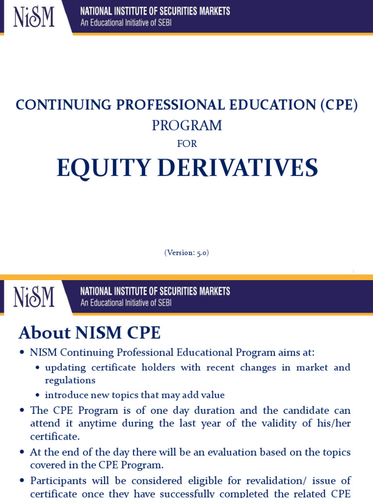 Nism Ed Cpe - Ppt (v5.0) | PDF