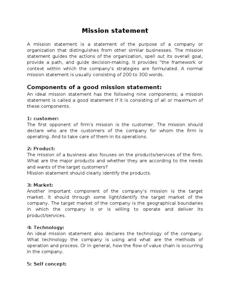 Components of an Effective Mission Statement | PDF | Leadership | Cognition