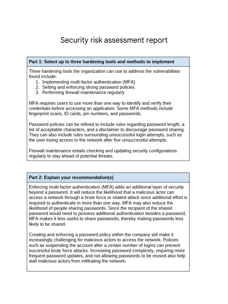 k1vfIaRsRfCG8syCEc1qpw - Security Risk Assessment Report Exemplar | PDF