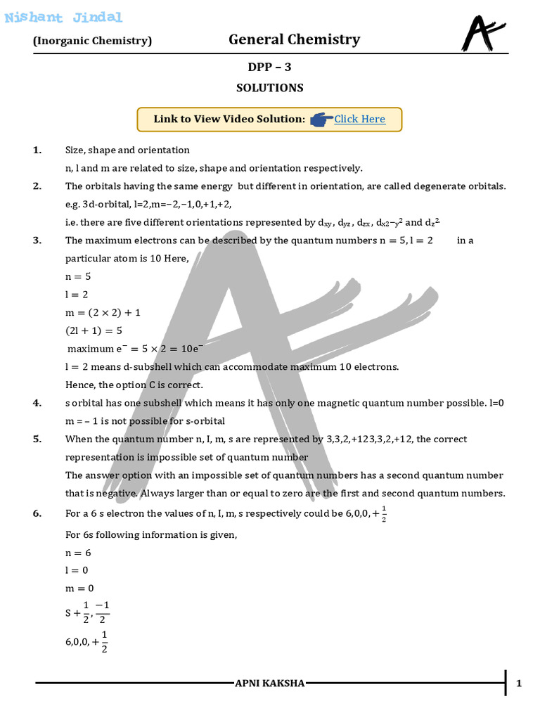 DPP - 03 (Video Solution) General Chemistry NJ_247 | PDF
