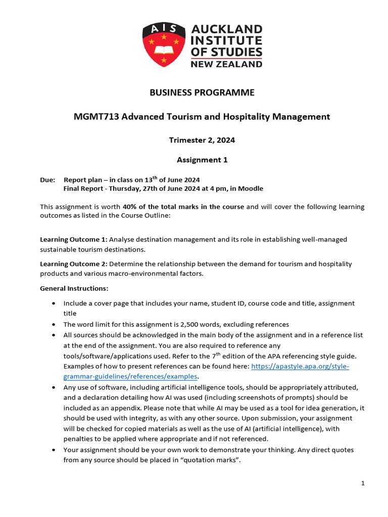 MGMT713 Assignment 1 T2 2024 - Final | PDF