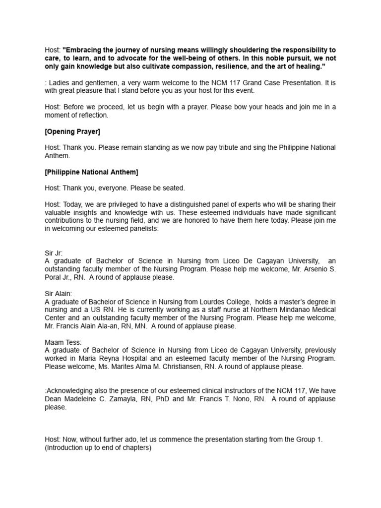 NCM 117 Script | PDF