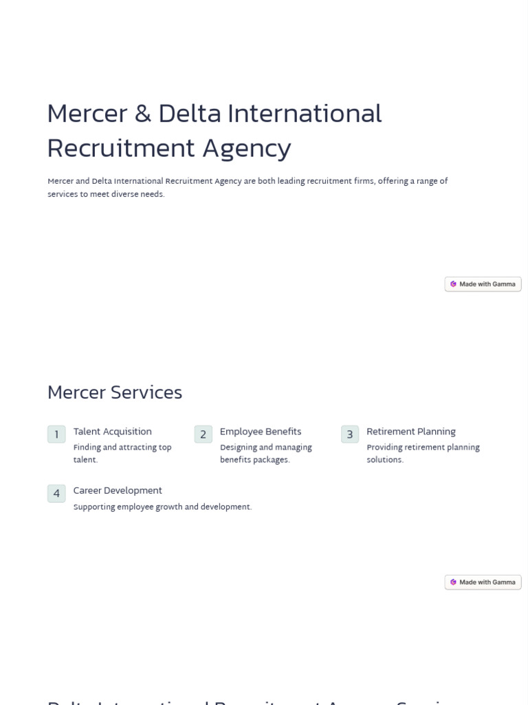 Mercer and Delta International Recruitment Agency | PDF