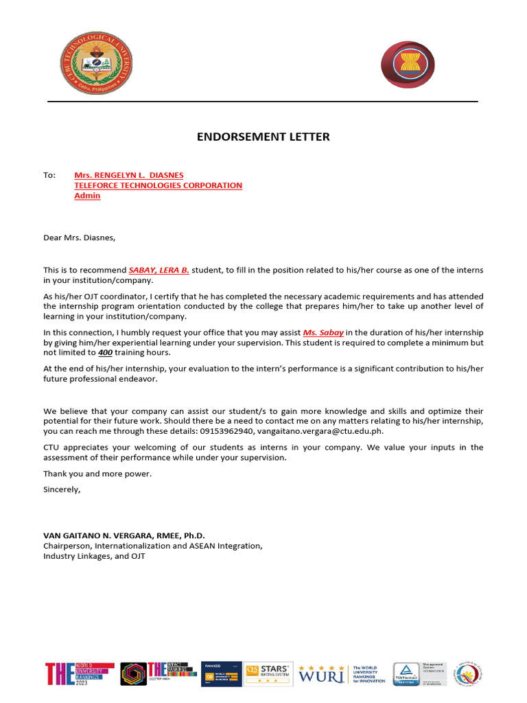 COE Endorsement Letter PESO To Print The Letter | PDF