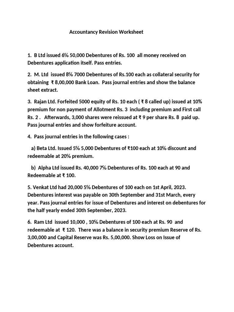 Accountancy Work Sheet | PDF