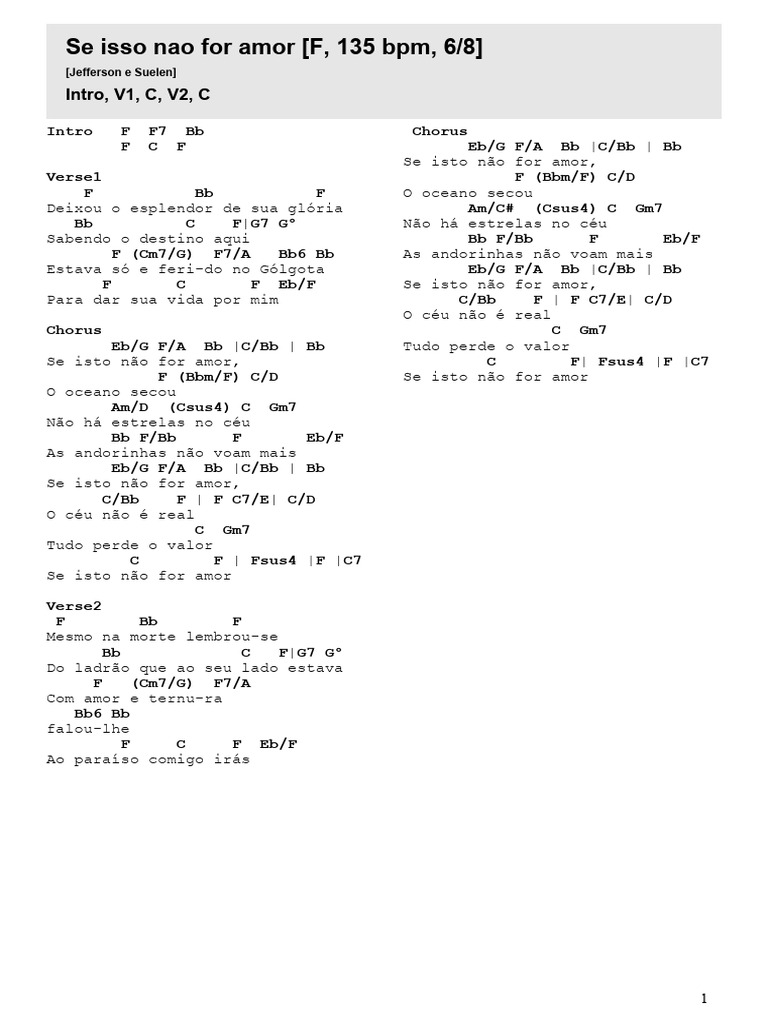 Se Isso Nao For Amor - F | PDF