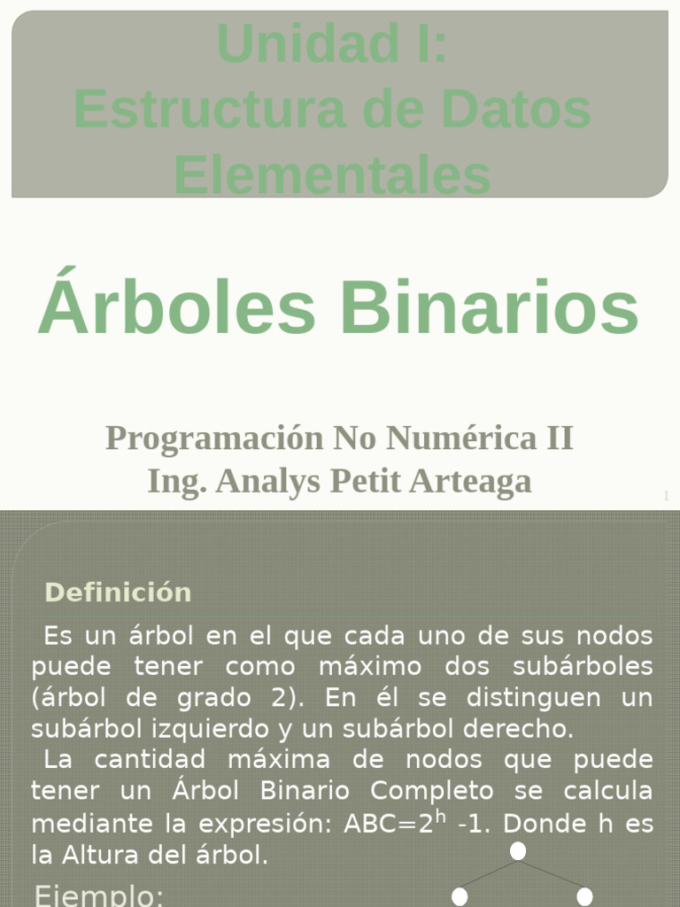 Unidad I - Estructuras de Datos Elementales (Árbol Binario) | PDF | Algoritmos y Estructuras de ...