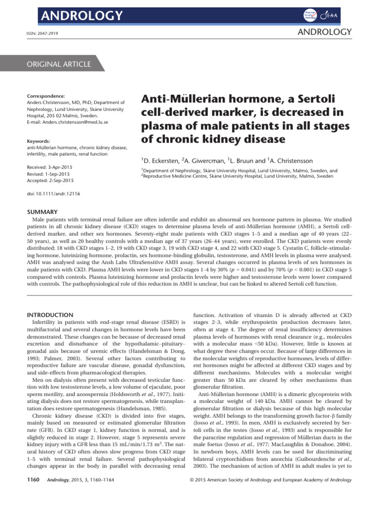 Anti-Mullerian Hormone, A Sertoli Marker Decreased in Many Patient With ...