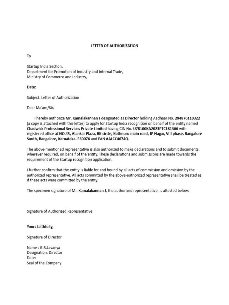 Letter of Authorisation 1 | PDF