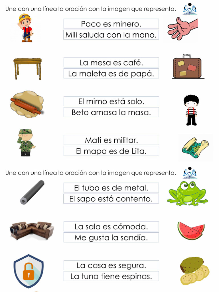 Oraciones para Trabajar Comprensión Lectora | PDF