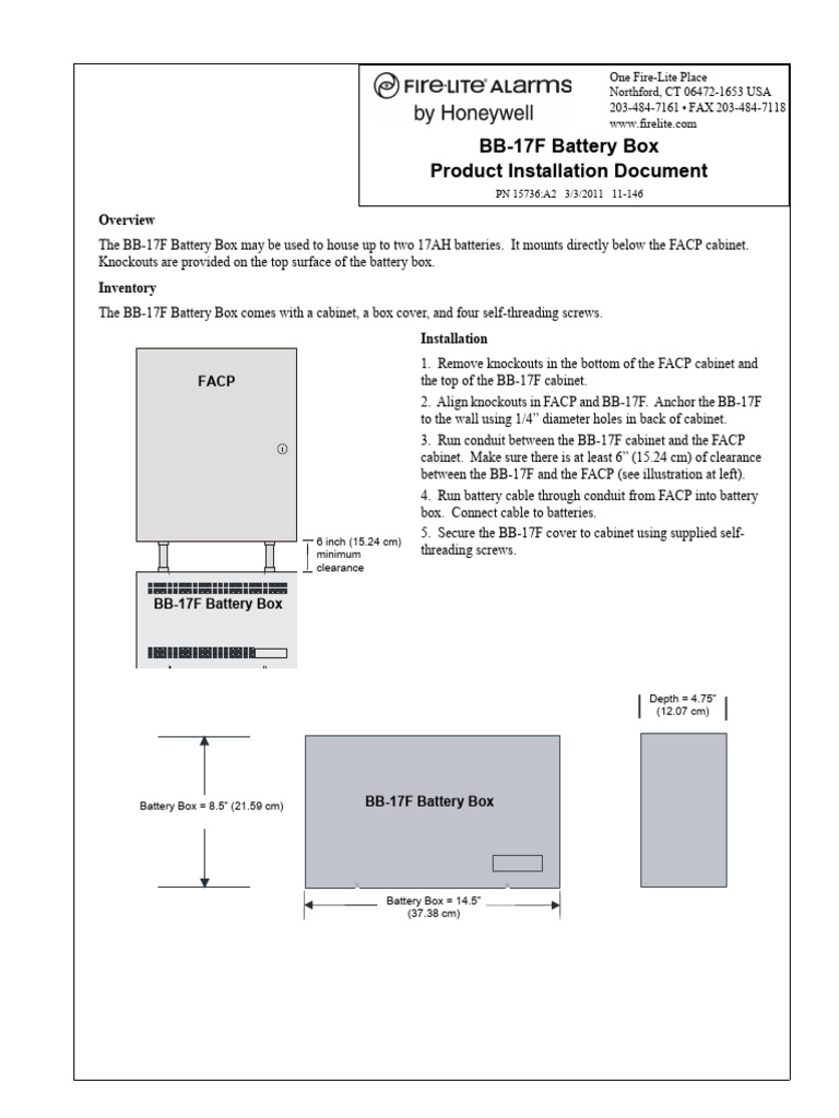 BB-17F Battery Box 15736 | PDF