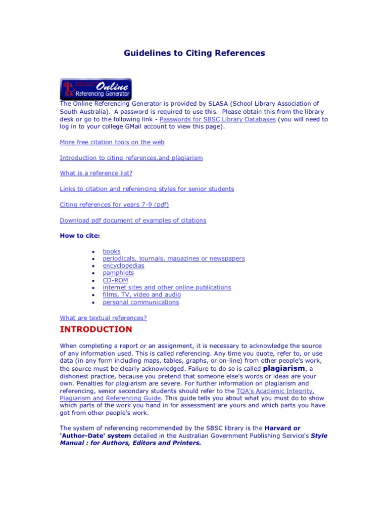 Guidelines To Citing References | PDF