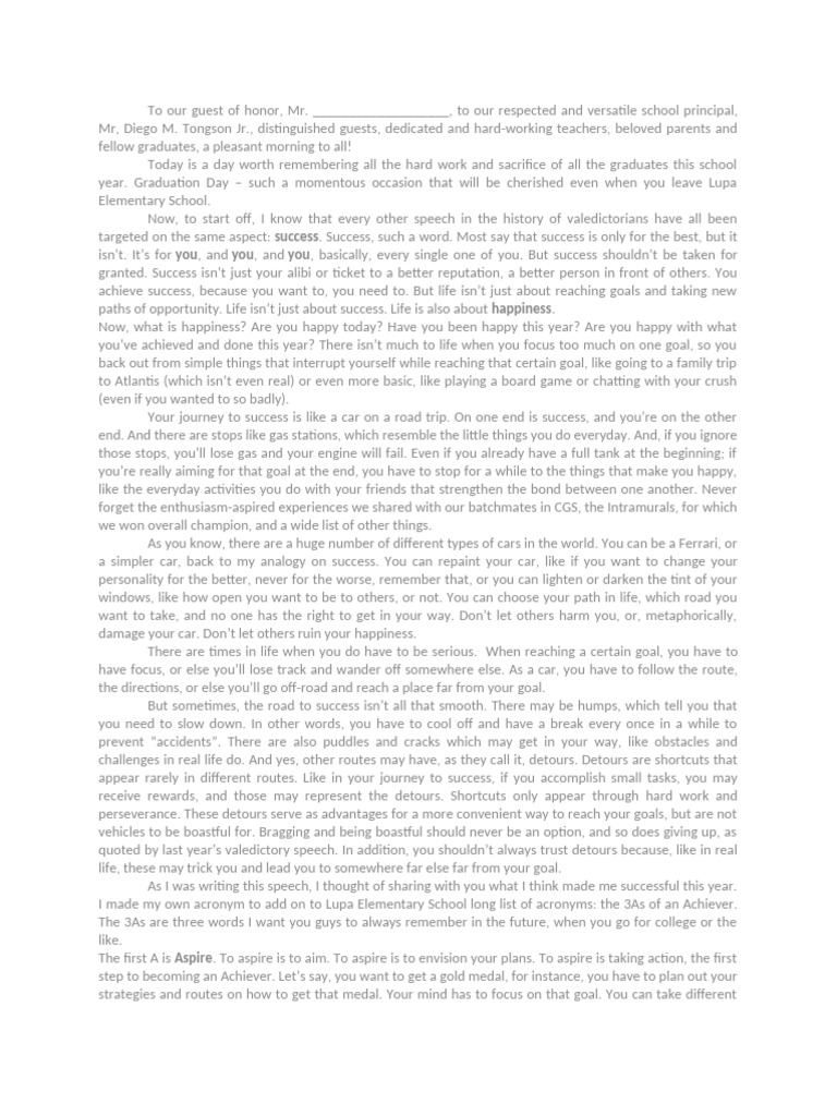 Sample Grad Speech | PDF