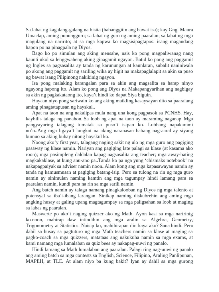 sample grad speech2 | PDF