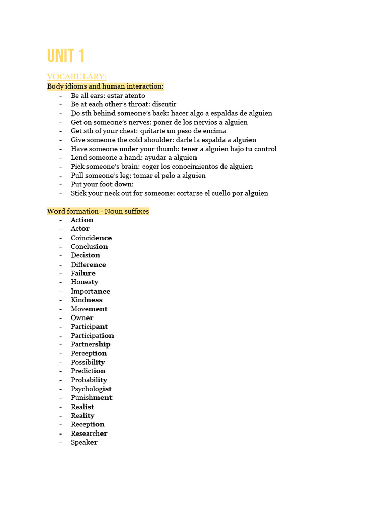 Apuntes Ingles Global - Unit 1, 2 and 3 | PDF