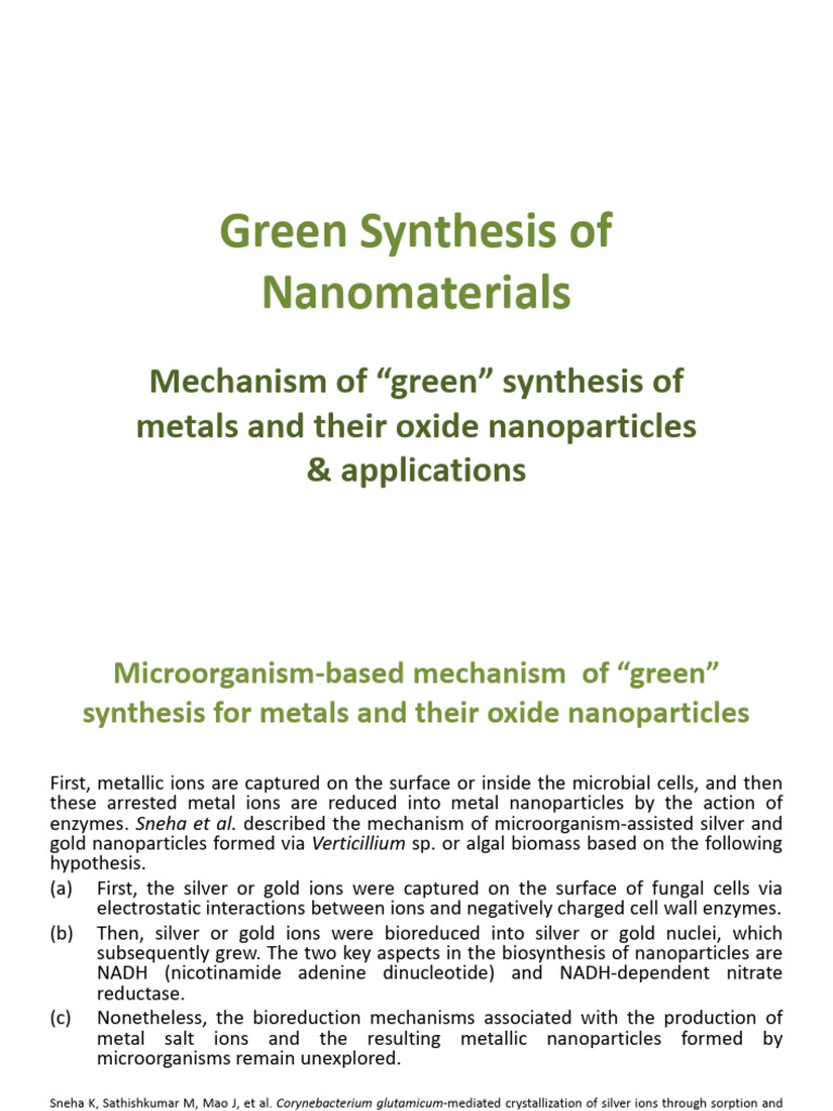 Mechanism of Green Synthesis of Nanomaterial-Lecture 2 | PDF