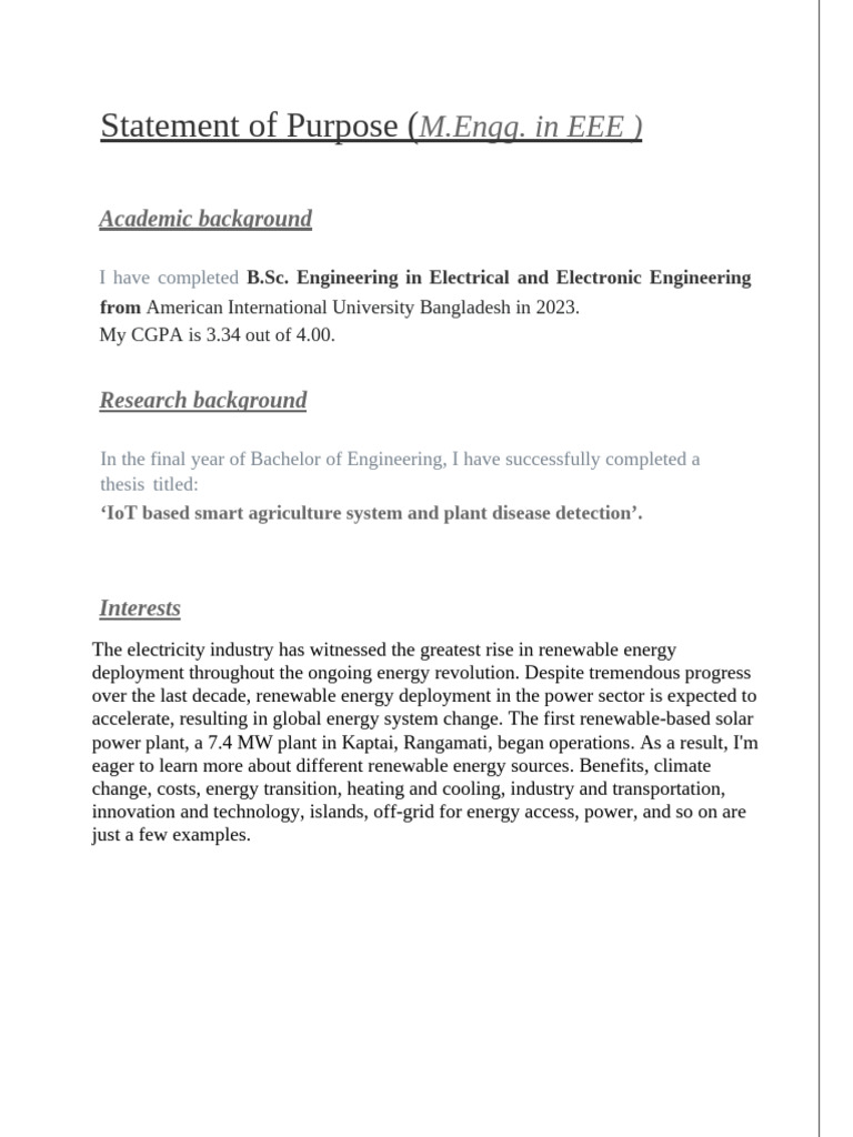 Statement of Purpose | PDF