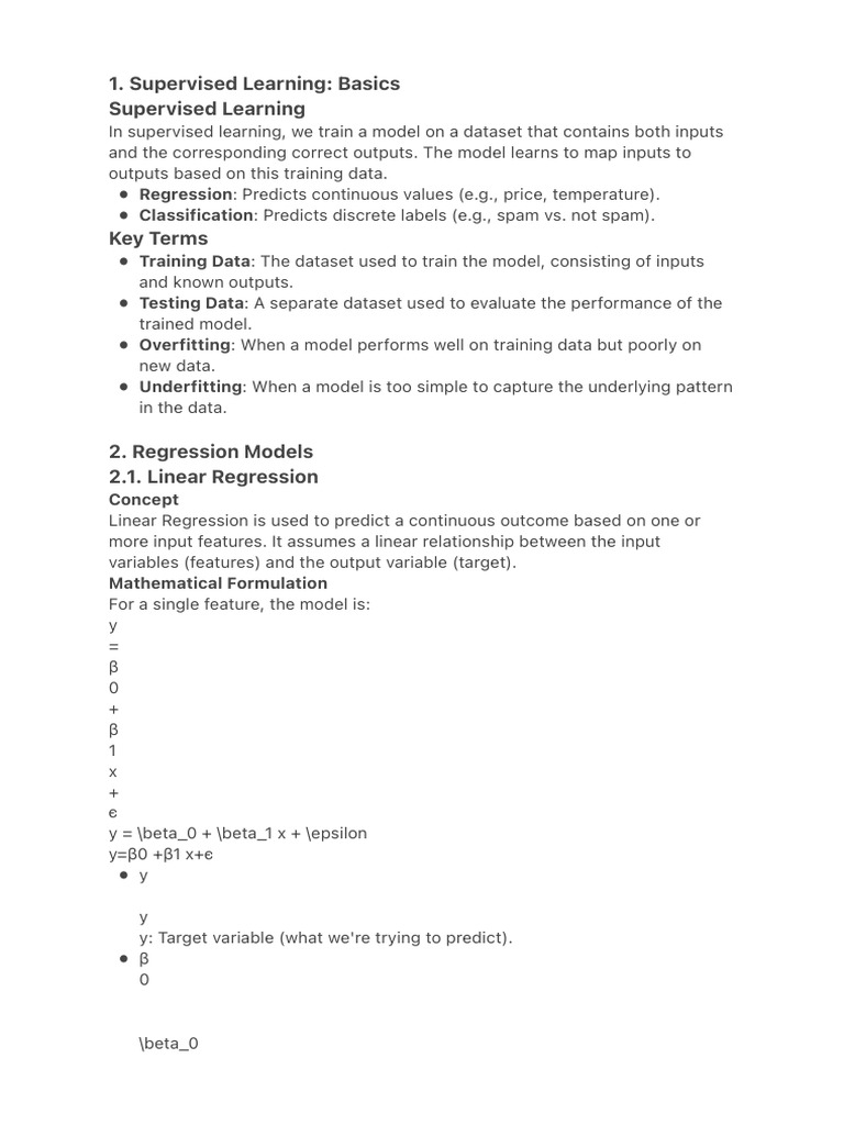 Supervised Learning - Basics | PDF | Logistic Regression | Regression Analysis