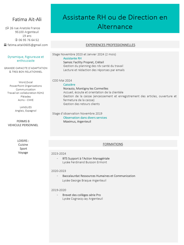 CV Fatima Ait Ali | PDF
