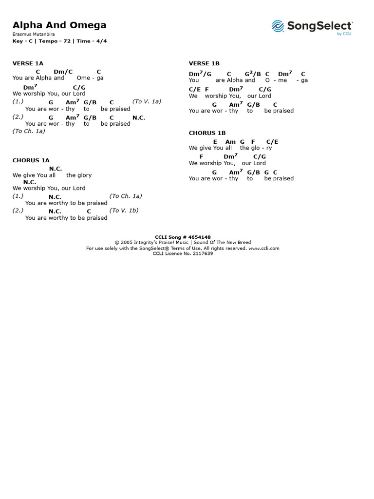 Alpha and Omega-chords-C | PDF