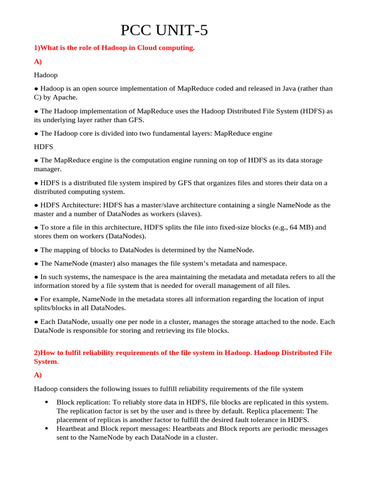PCC UNIT-5 ANSWERS | PDF